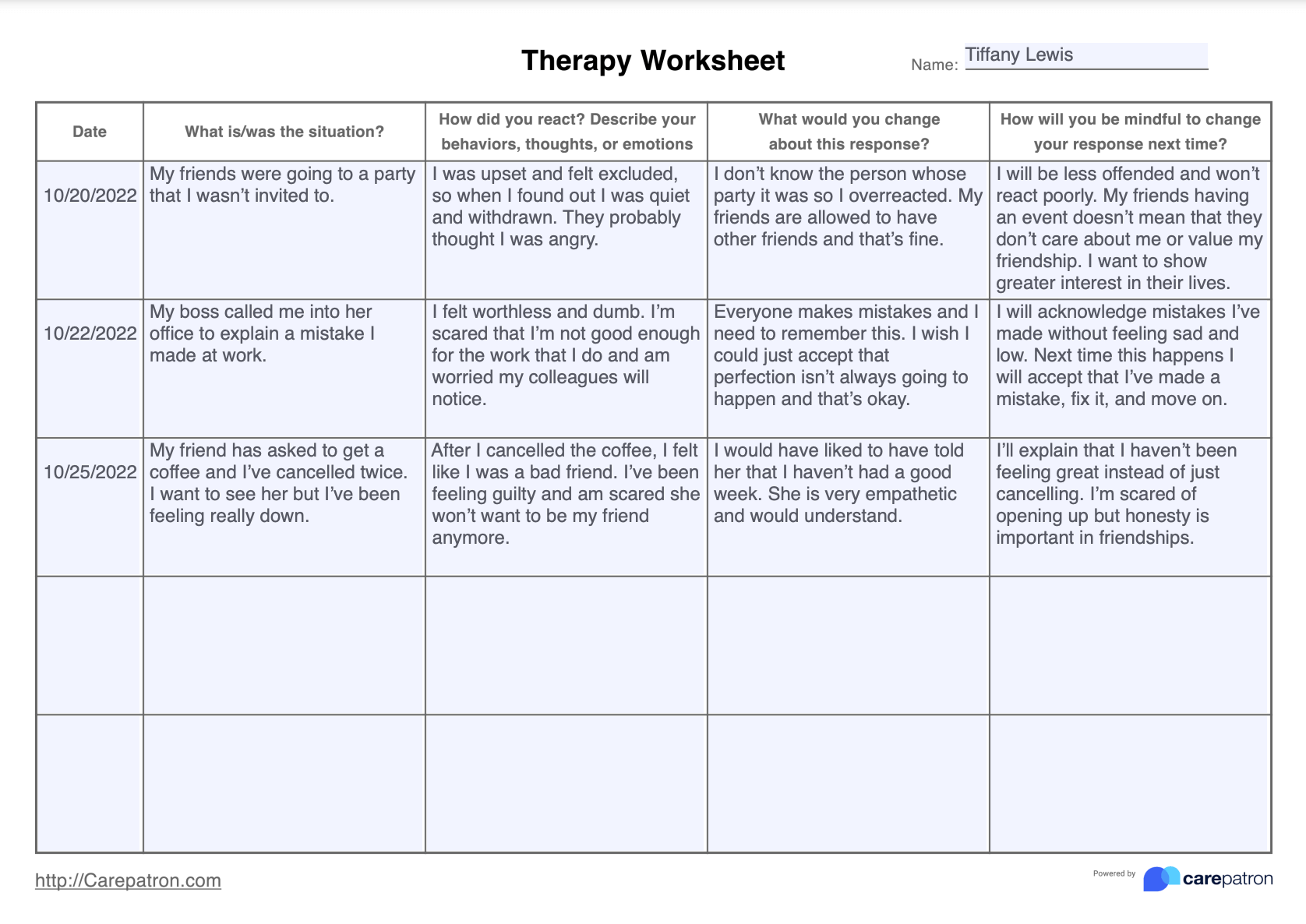 Therapy Worksheets Example Free Pdf Download